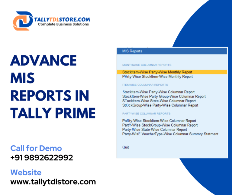 MIS Reports in Tally Prime